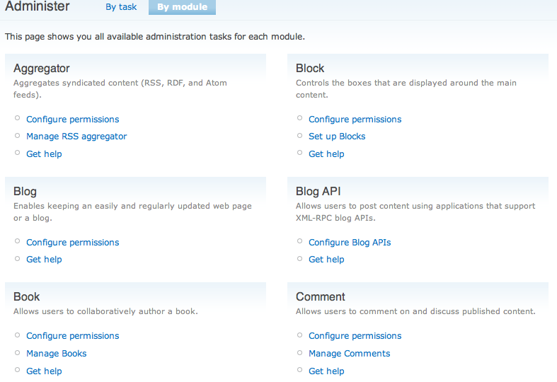 One word links like Blocks, Comments, etc. on By module page are not descriptive. [#97823 ...